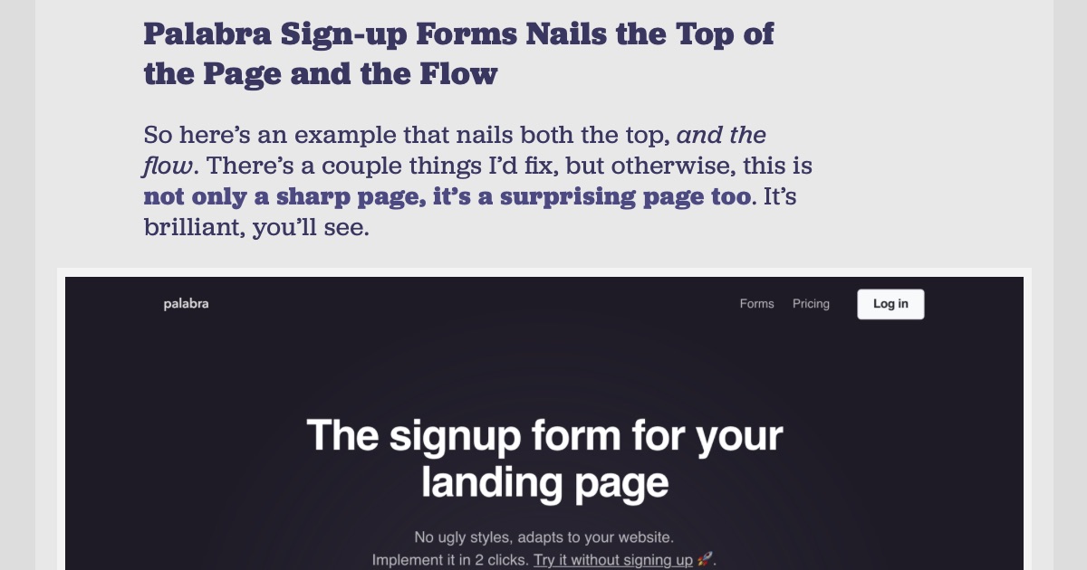 Sharp Example: Palabra Sign-Up Forms | sharpen.page: A Page Sharpening ...