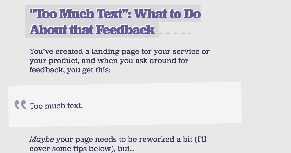 “Too Much Text”: What to Do About that Feedback | sharpen.page: A Page ...