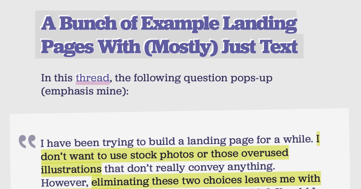 A Bunch of Example Landing Pages With (Mostly) Just Text | sharpen.page ...