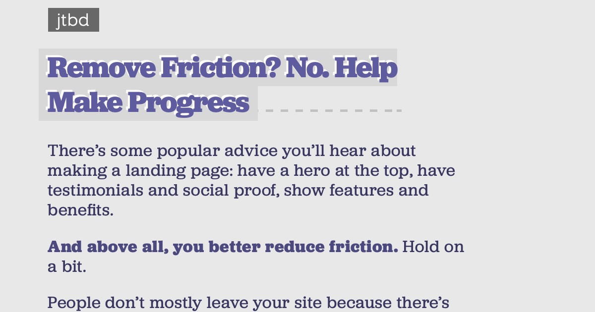Remove Friction? No. Help Make Progress | sharpen.page: A Page ...