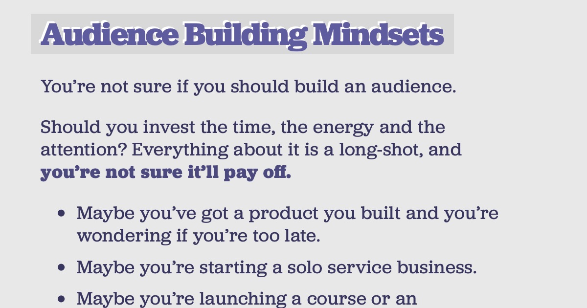 Audience Building Mindsets | sharpen.page: A Page Sharpening Service by ...